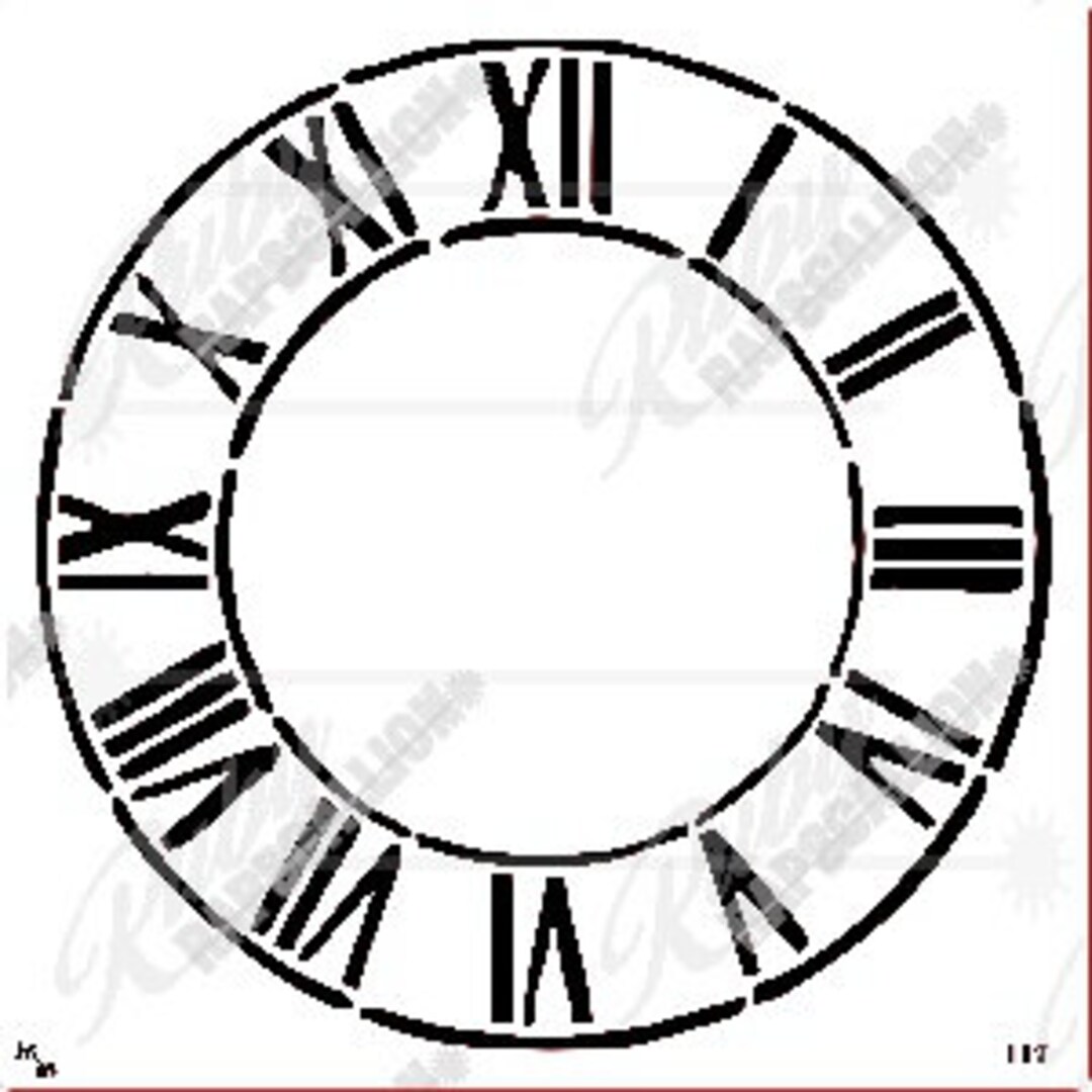 Stencil 117 Clock Face Hand Drawn Digital Download - Etsy