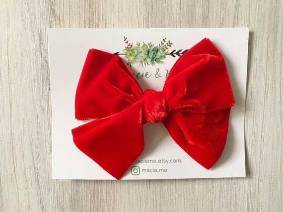 Bright Red Velvet Bow Oversized Bow Fall Bow Girls Red | Etsy