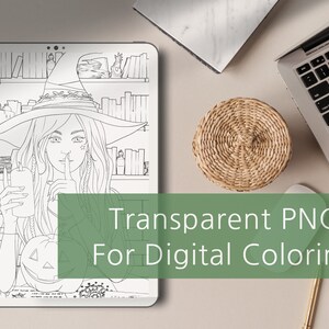 A Witch's Secret Library, Original Hand-drawn Coloring Page for Adults ...