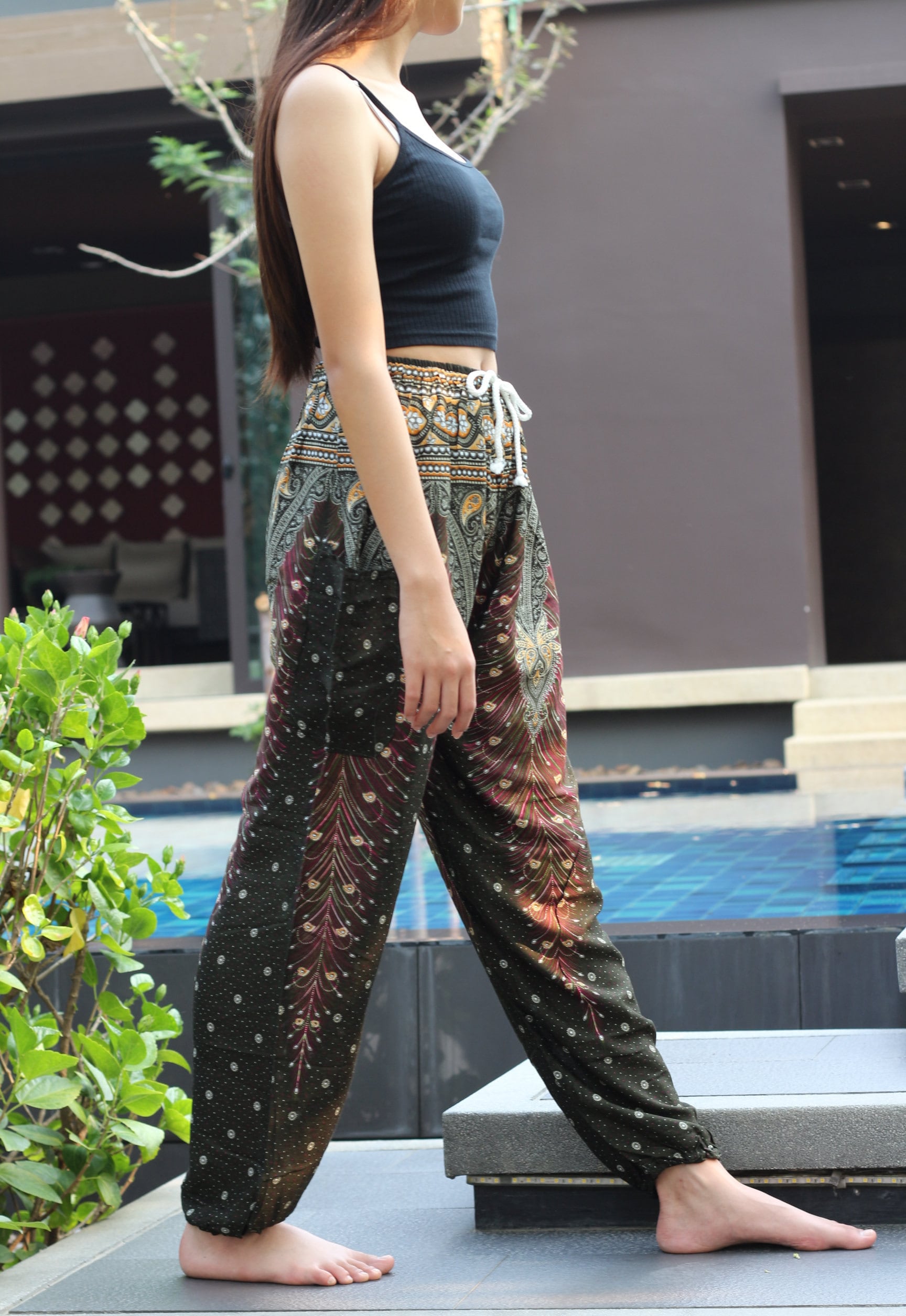 Bohemian Yoga Pants Hippie Pants Boho Clothes Dark Green | Etsy