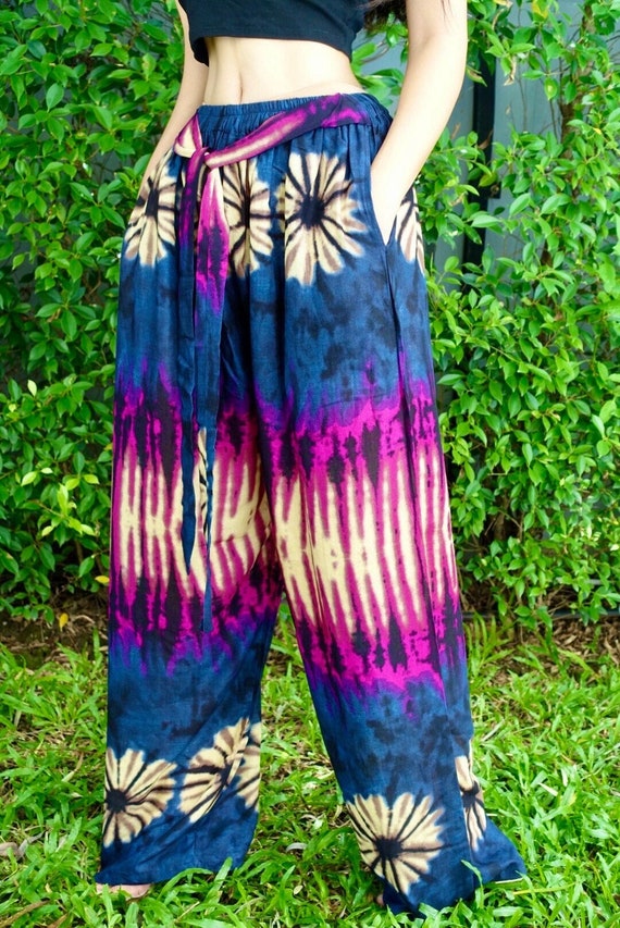 Tie Dye Palazzo Pants Boho Clothing Bohochic Gypsy Style Wide Etsy