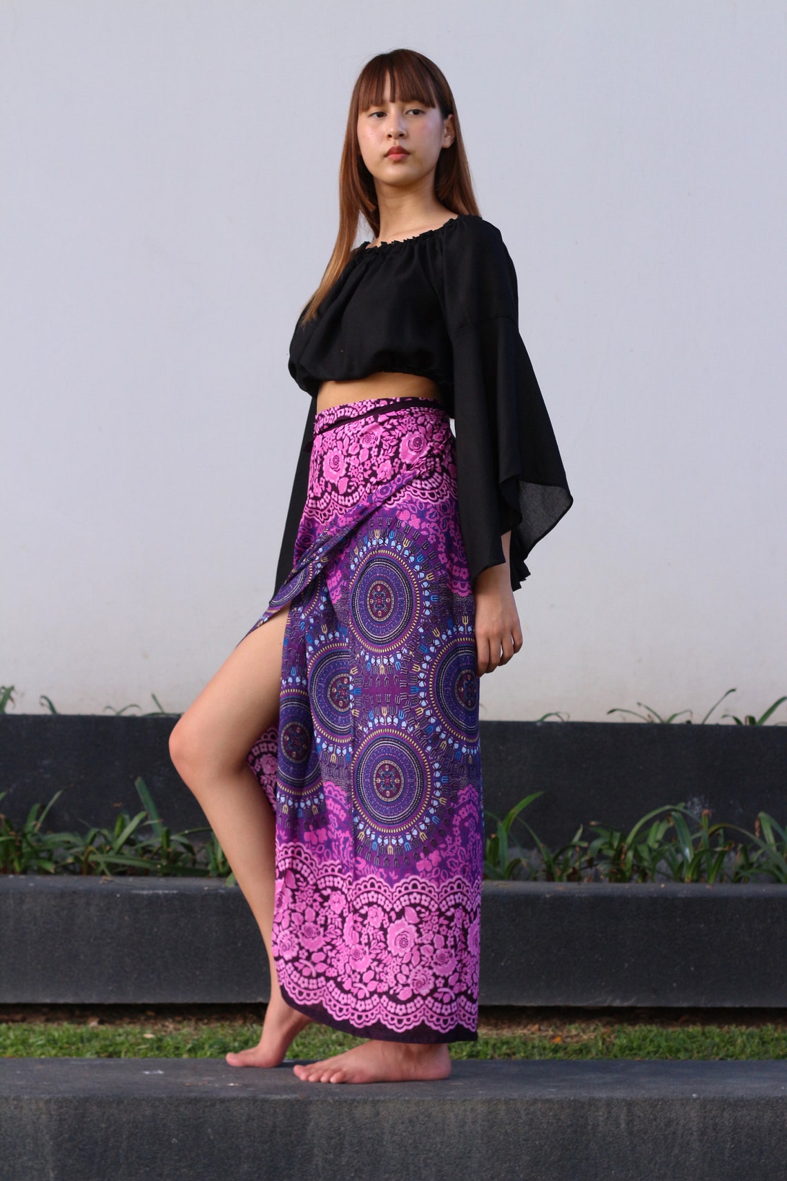 Wrap Skirt Boho Flared Skirt Womens Long Skirts Beach Cover - Etsy