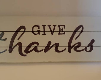 Primitive Wooden Give Thanks Sign - Etsy