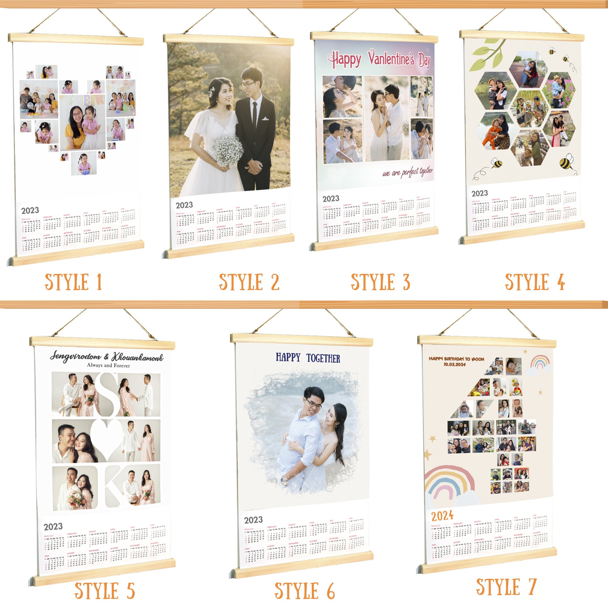 Custom Wall Calendar 2024 Canvas, Personalized Photo Calendar, Large ...