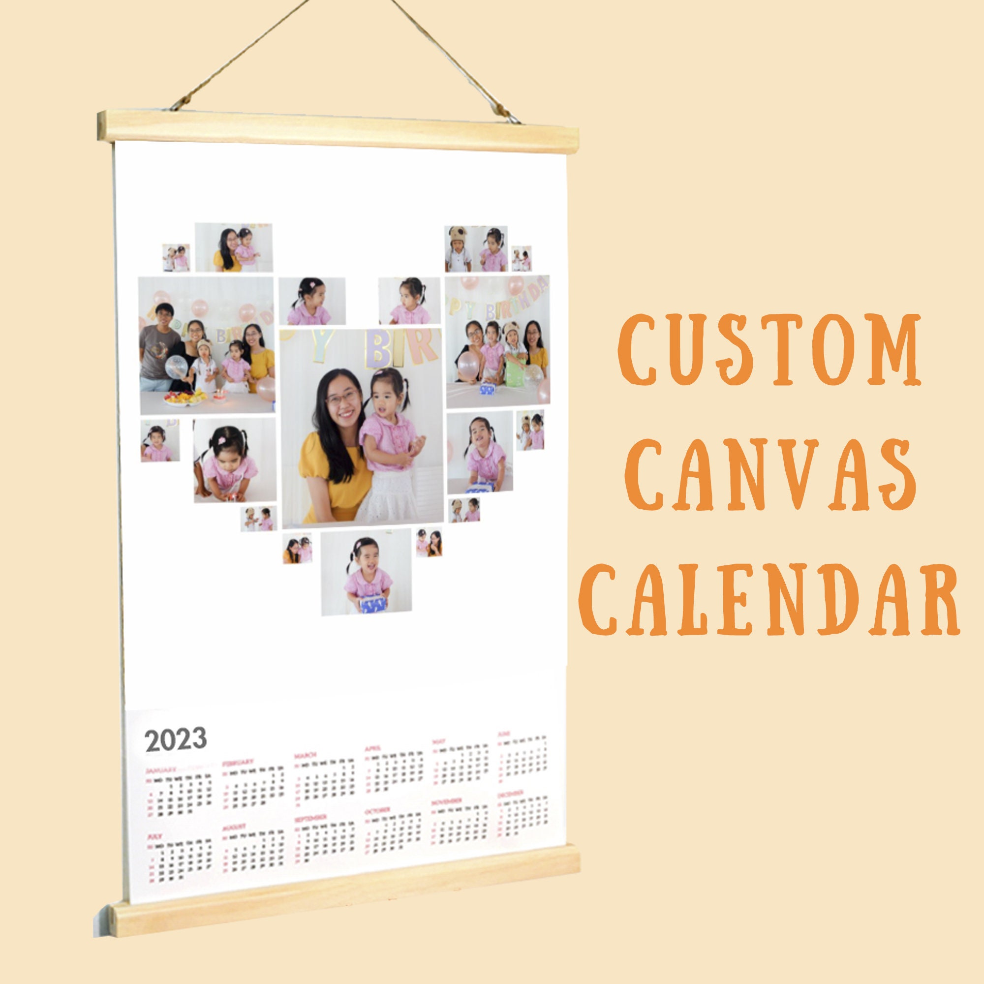 Custom Wall Calendar 2024 Canvas, Personalized Photo Calendar, Large ...
