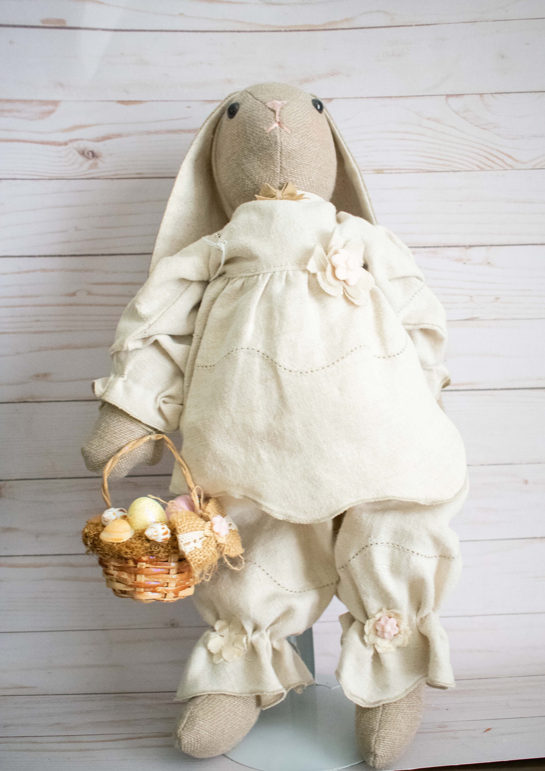 Hand Sewn Vintage Fabric Bunny Doll - Etsy