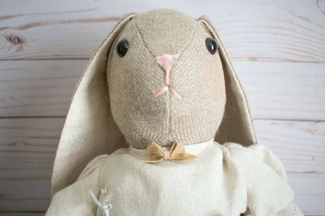 Hand Sewn Vintage Fabric Bunny Doll - Etsy