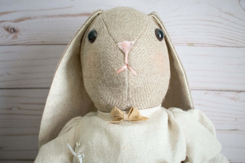 Hand Sewn Vintage Fabric Bunny Doll - Etsy