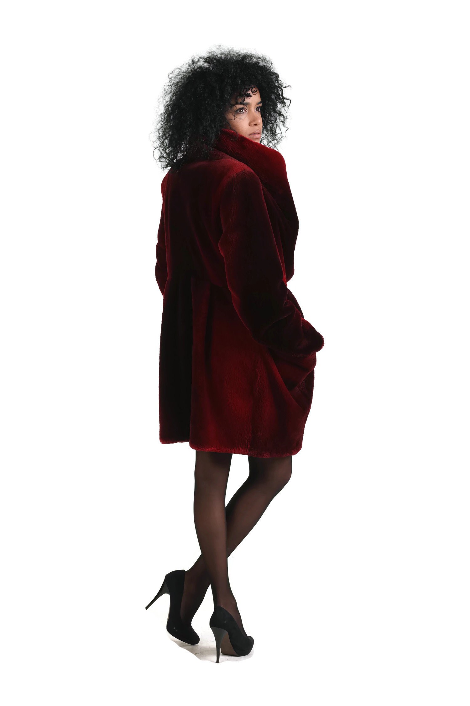 Dark Red Beaver Fur Coat Fur Jacket Full Skin Knee Length - Etsy