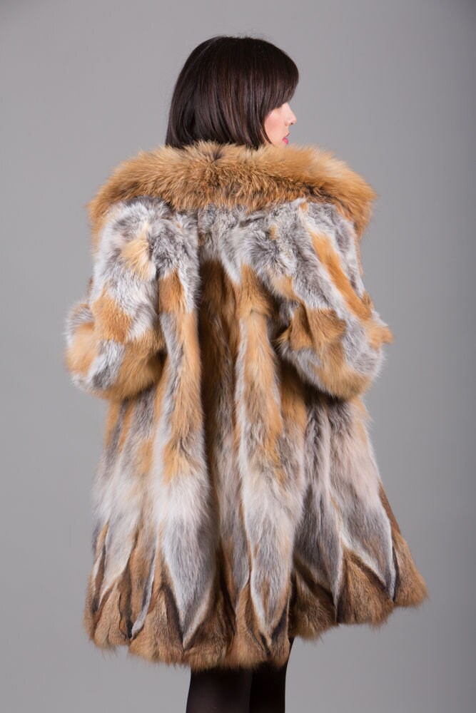 Red Fox Fur Knee Length Jacket Fox Fur Jacket Fox Fur Coat - Etsy