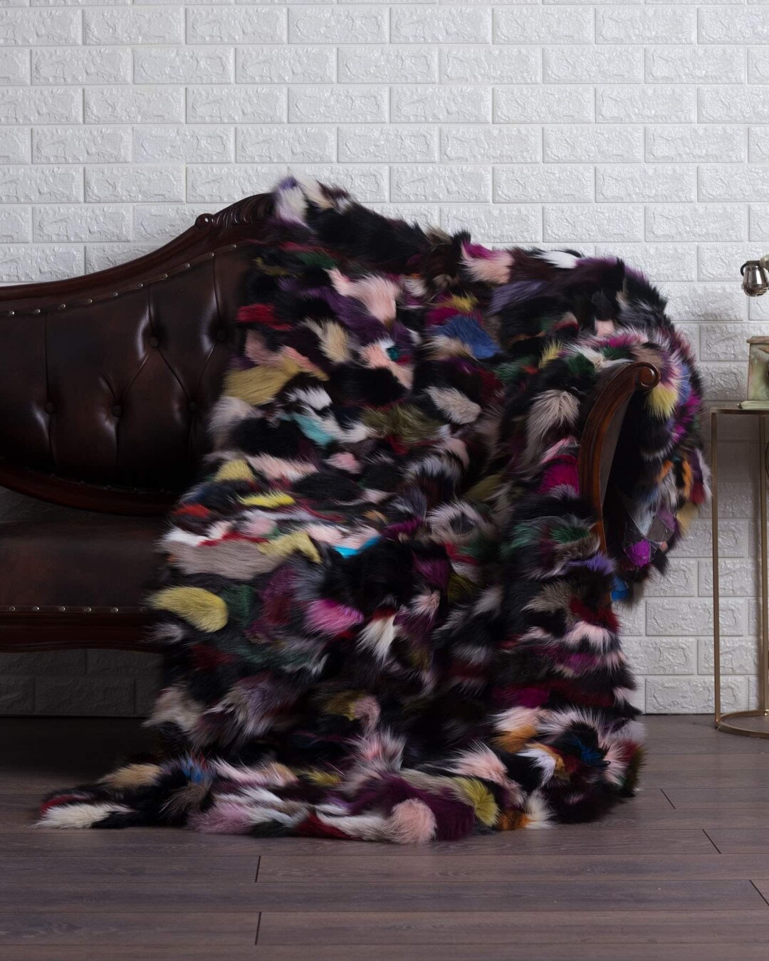 Multi Color Fox Fur Blanket Luxury Bedding Multicolor Fox Blanket ...