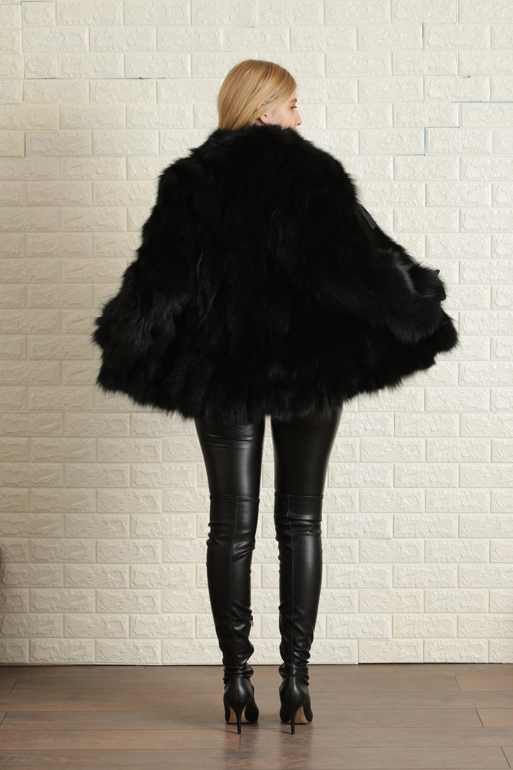 Black Fox Fur Jacket Fox Fur Jacket Fox Fur Coat Black | Etsy