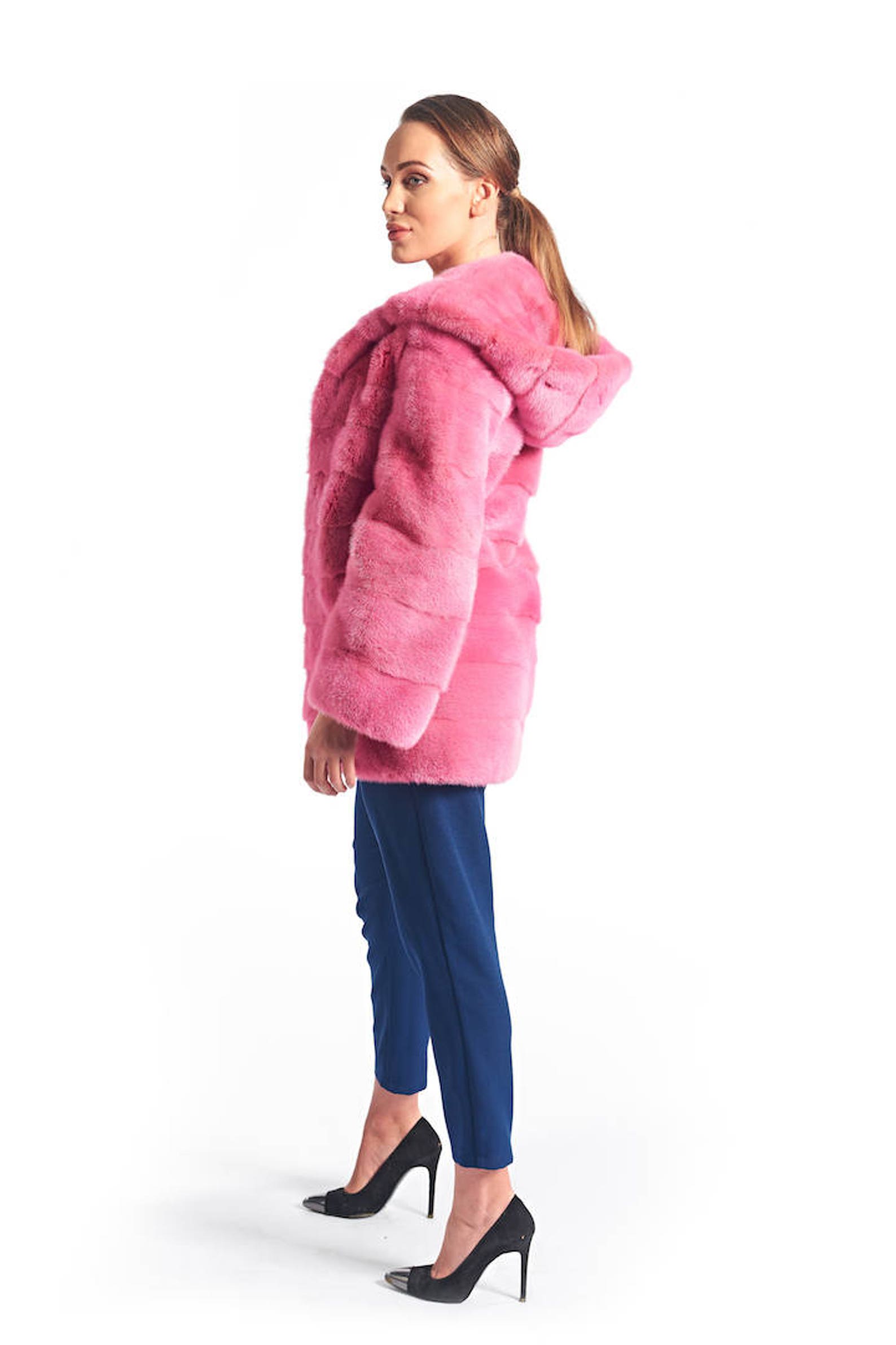 Luxury Gift Pink Mink Fur Coat Fur Jacket Full Skin Maina - Etsy