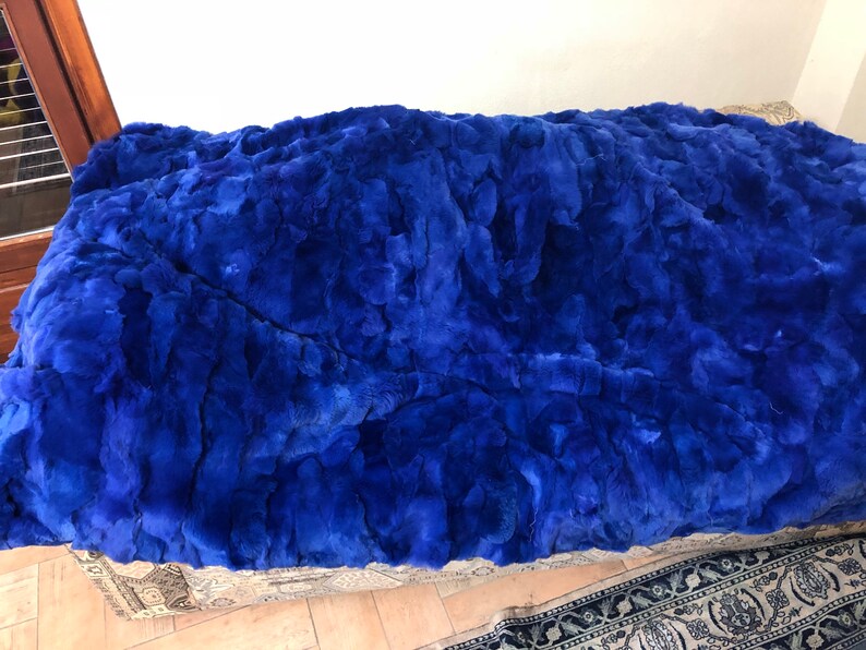 Blue Rex Rabbit Real Fur Blanket Luxury Bedding Rabbit Fur | Etsy