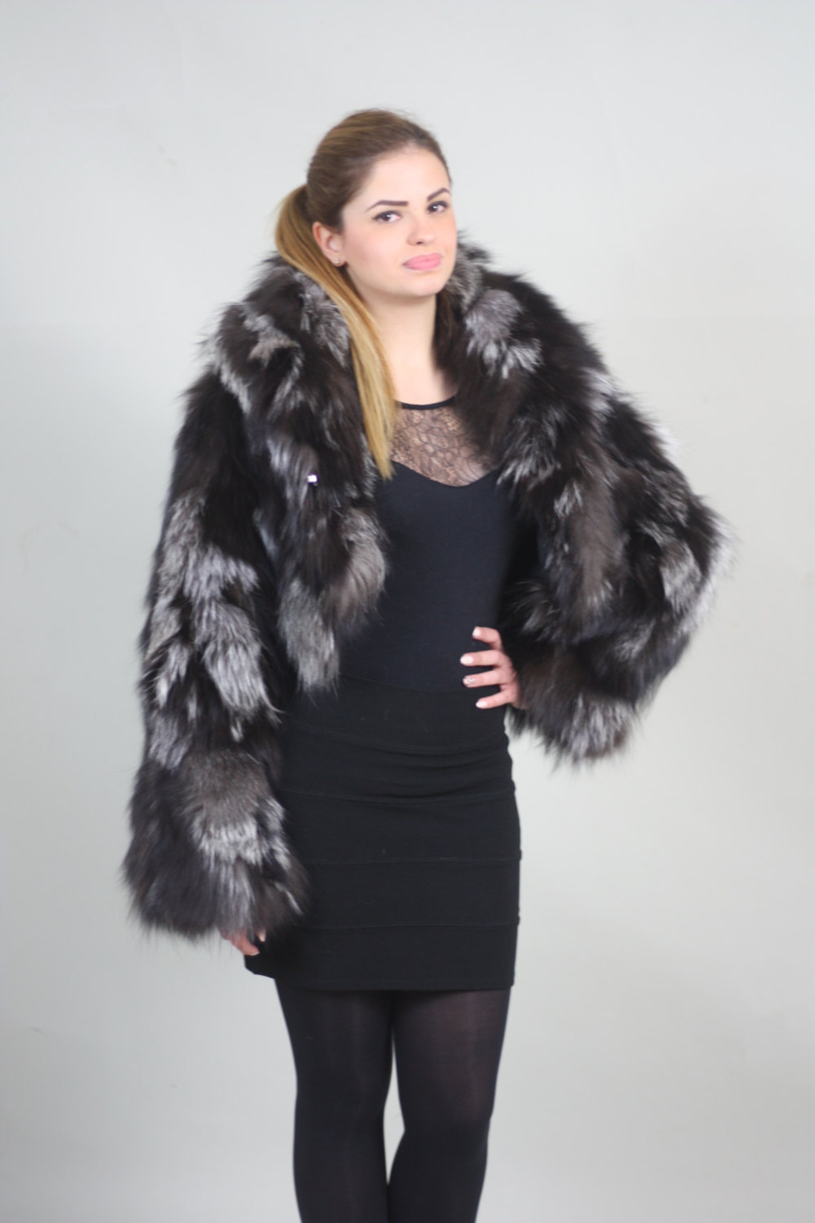 Silver Fox Fur Bolero Fox Fur Jacket Fox Fur Coat Silver - Etsy