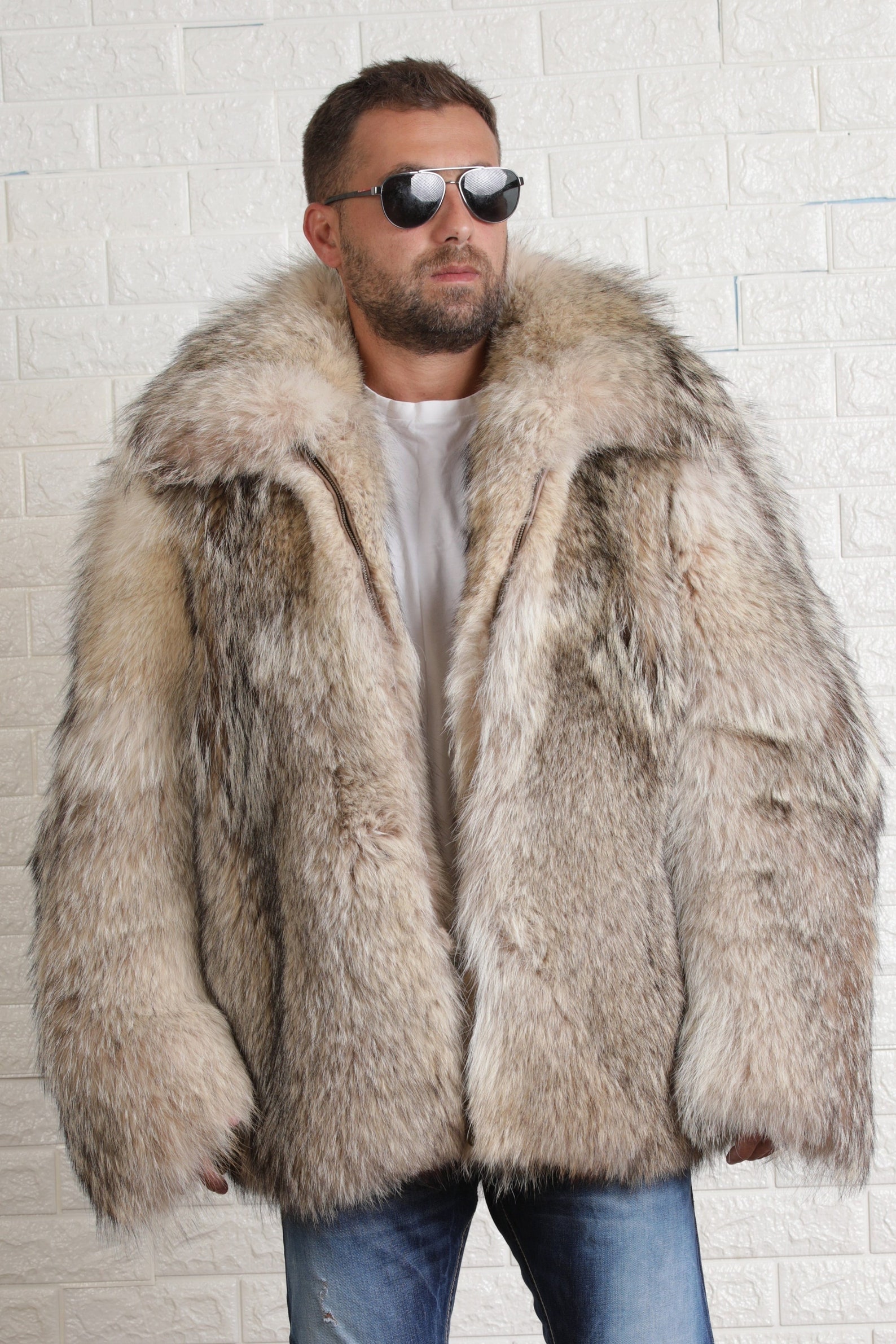 Mens Coyote Fur Jacket Coyote Fur Jacket Coyote Fur Coat - Etsy