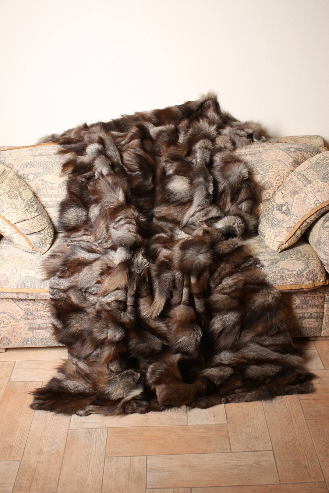 Real Fox Fur Adult Warm Blanket Throw Blanket for Living Room Decor ...