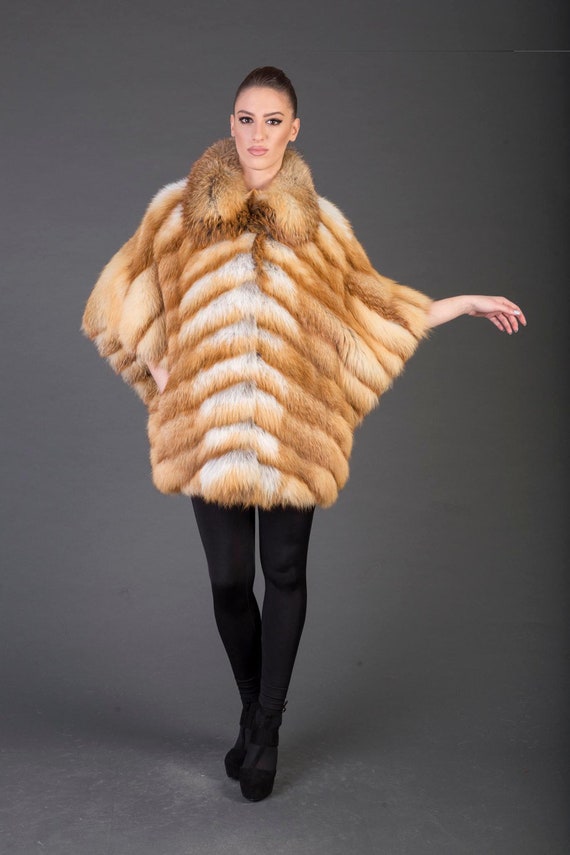 Red Fox Fur Cape Fox Fur Jacket Fox Fur Coat Silver Fox | Etsy