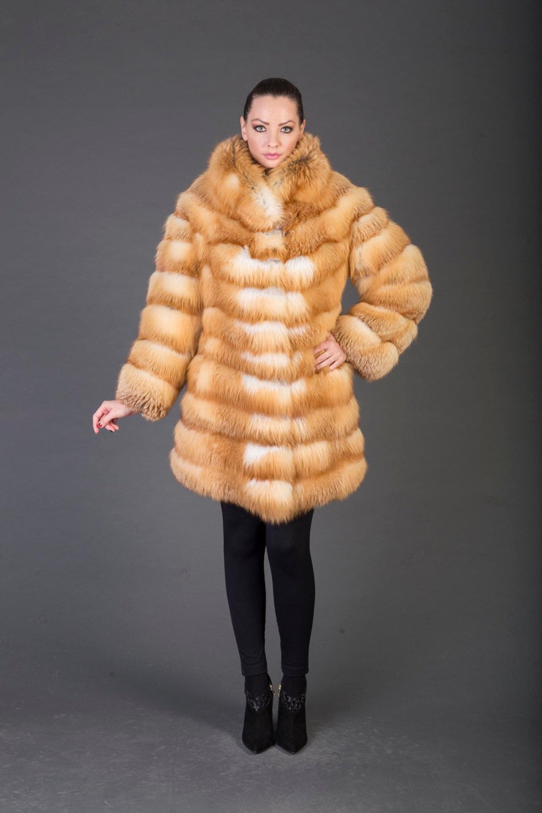 Red Fox Fur Jacket Fox Fur Jacket Fox Fur Coat Silver Fox Jacket Luxury ...