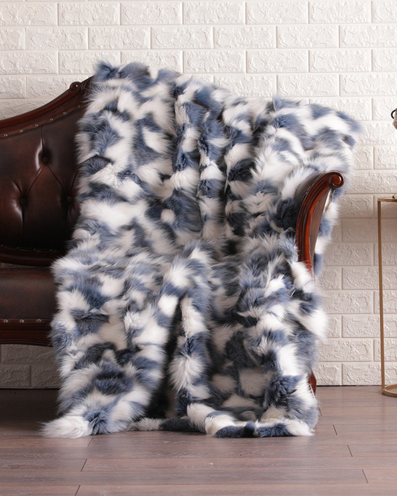 Blue Jean Fox Fur Blanket Luxury Bedding Golden Fox - Etsy