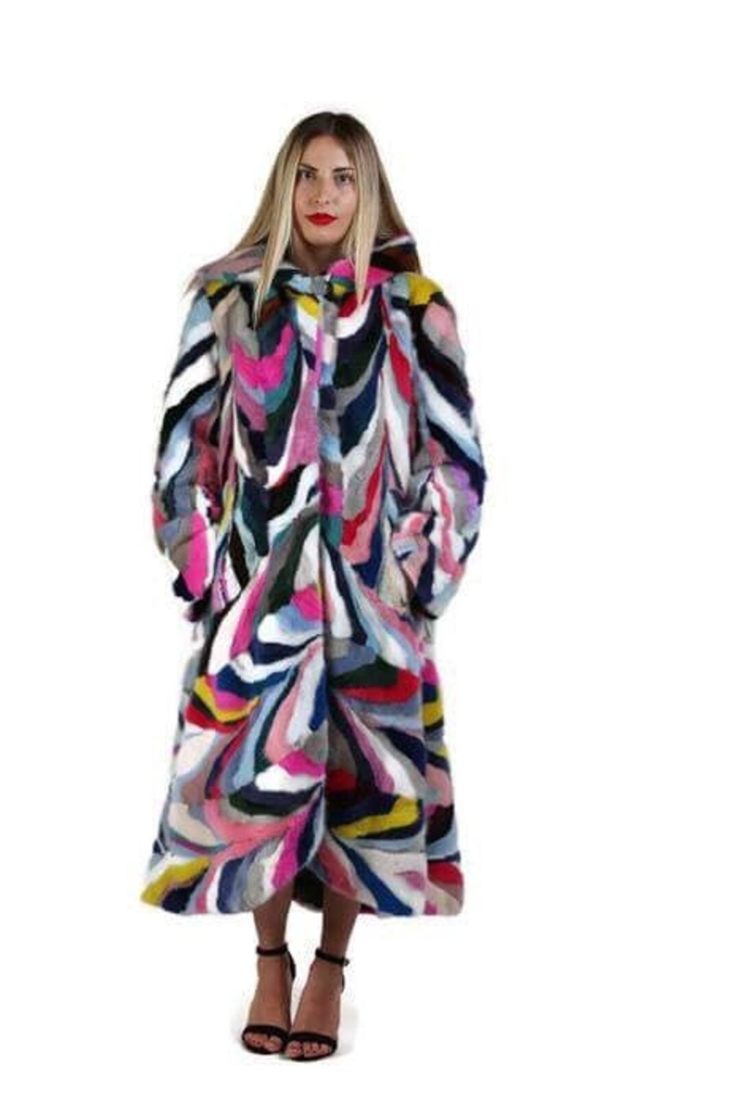 Multicolor Mink Fur Coat Fur Coat Multicolor Mink Coat Luxury Fur Coat ...