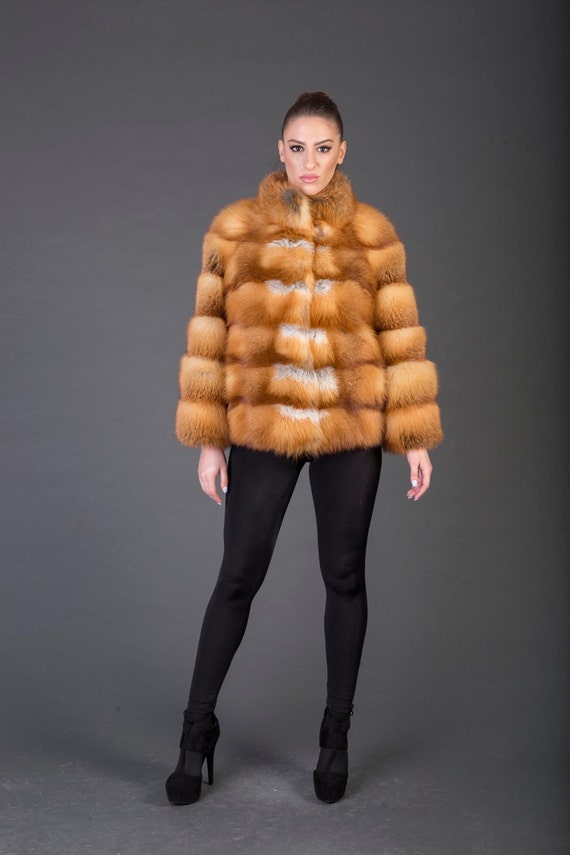 Red Fox Fur Waist Length Jacket Fox Fur Jacket Fox Fur | Etsy