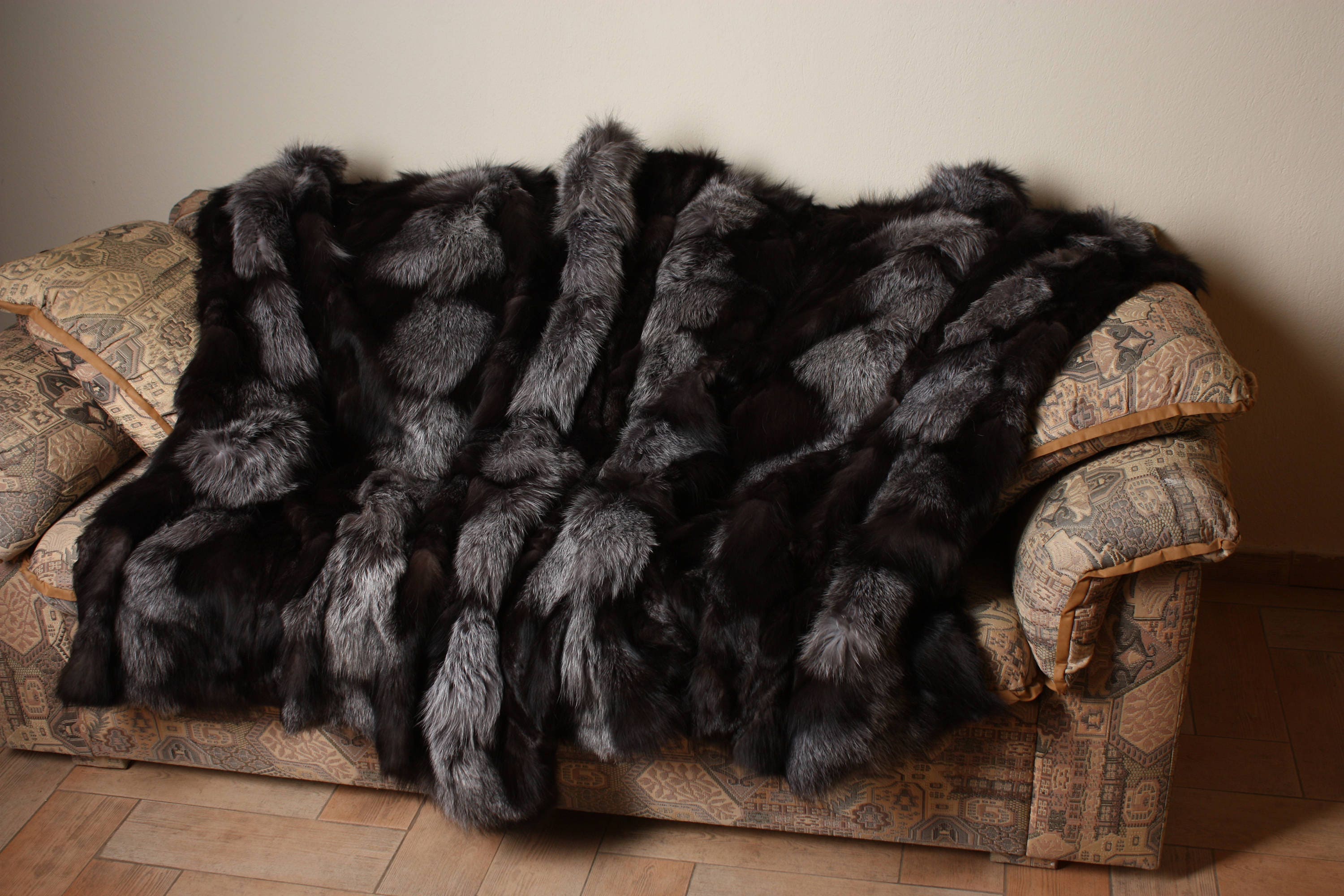 Silver Fox Fur Blanket Luxury Bedding Silver Fox Blanket | Etsy