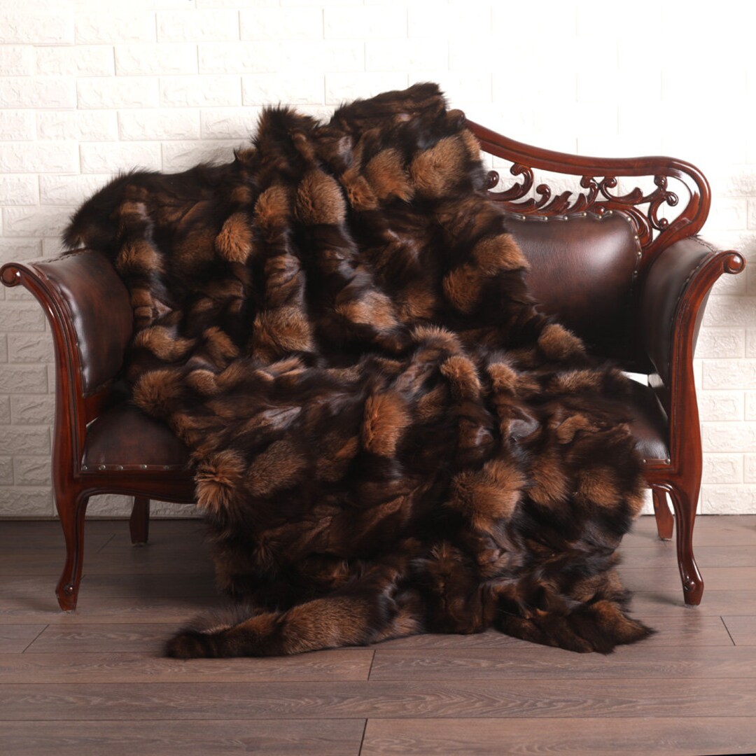 Dual Tone Brown Fox Fur Blanket Luxury Bedding Dual Brown Fox Blanket ...