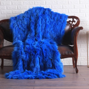 Blue Fox Fur Blanket Luxury Bedding Blue Fox Blanket Animal Hide ...