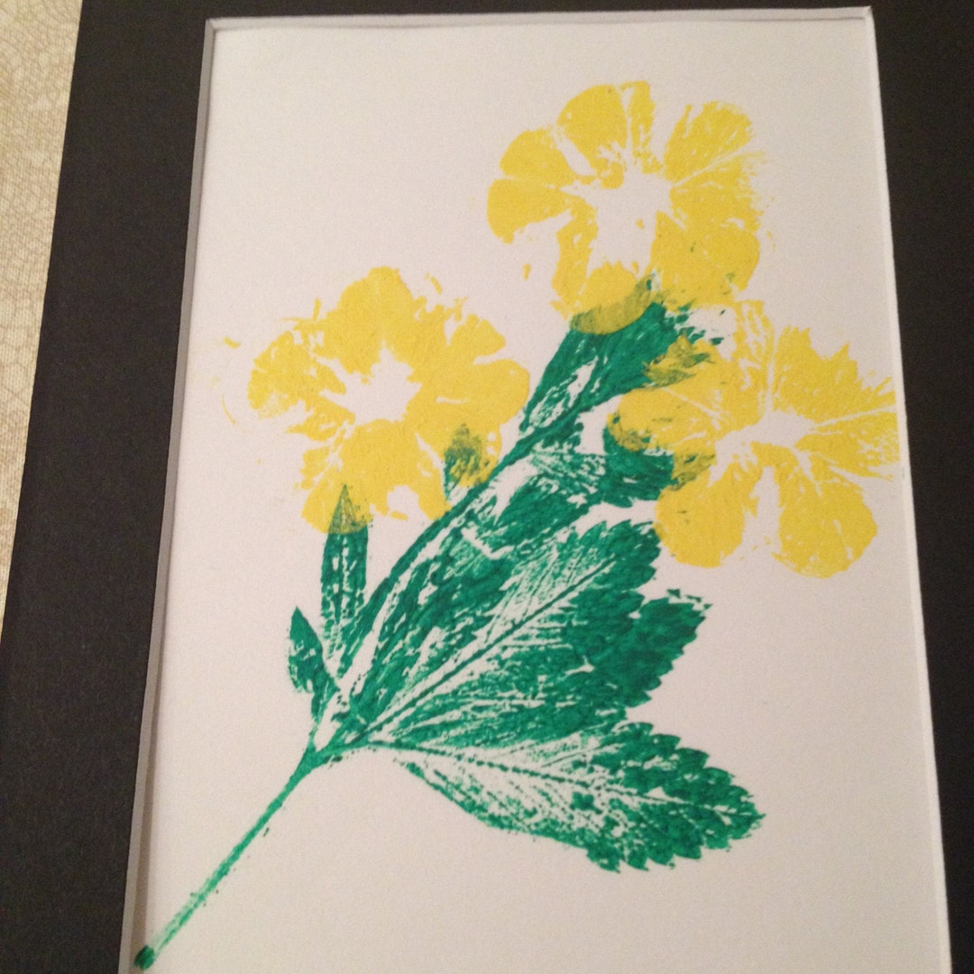 Leaves and Flower Monoprint - Etsy