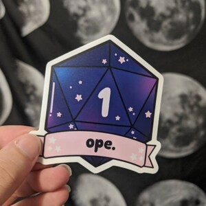 D20 DND OPE Crit Fail 2inch Acrylic Charm and 3inch Vinyl Sticker - Etsy