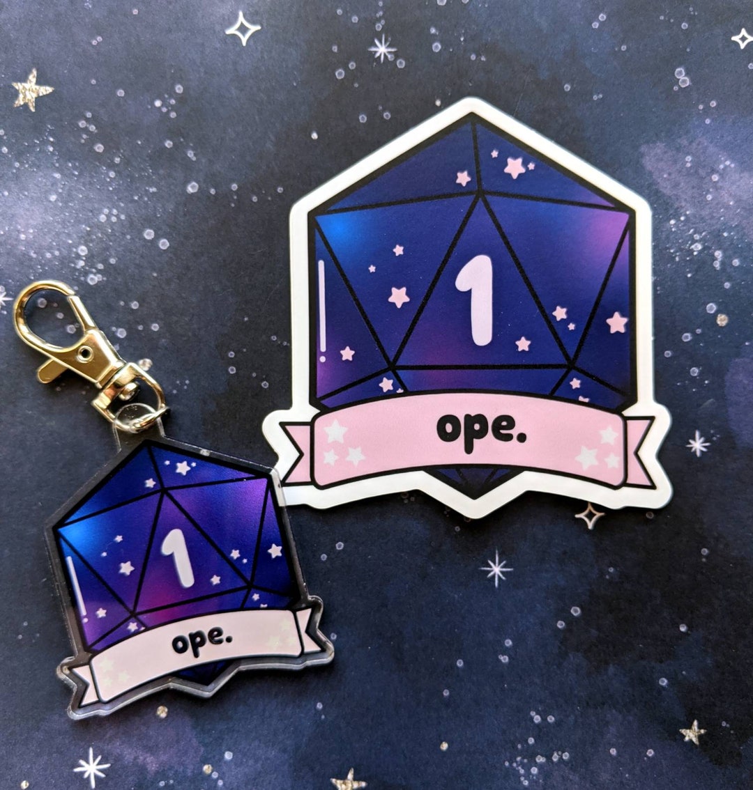 D20 DND OPE Crit Fail 2inch Acrylic Charm and 3inch Vinyl Sticker - Etsy