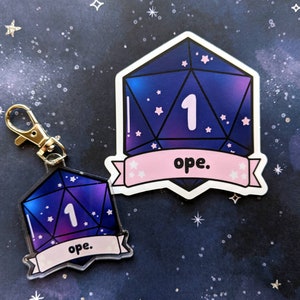 D20 DND OPE Crit Fail 2inch Acrylic Charm and 3inch Vinyl Sticker - Etsy