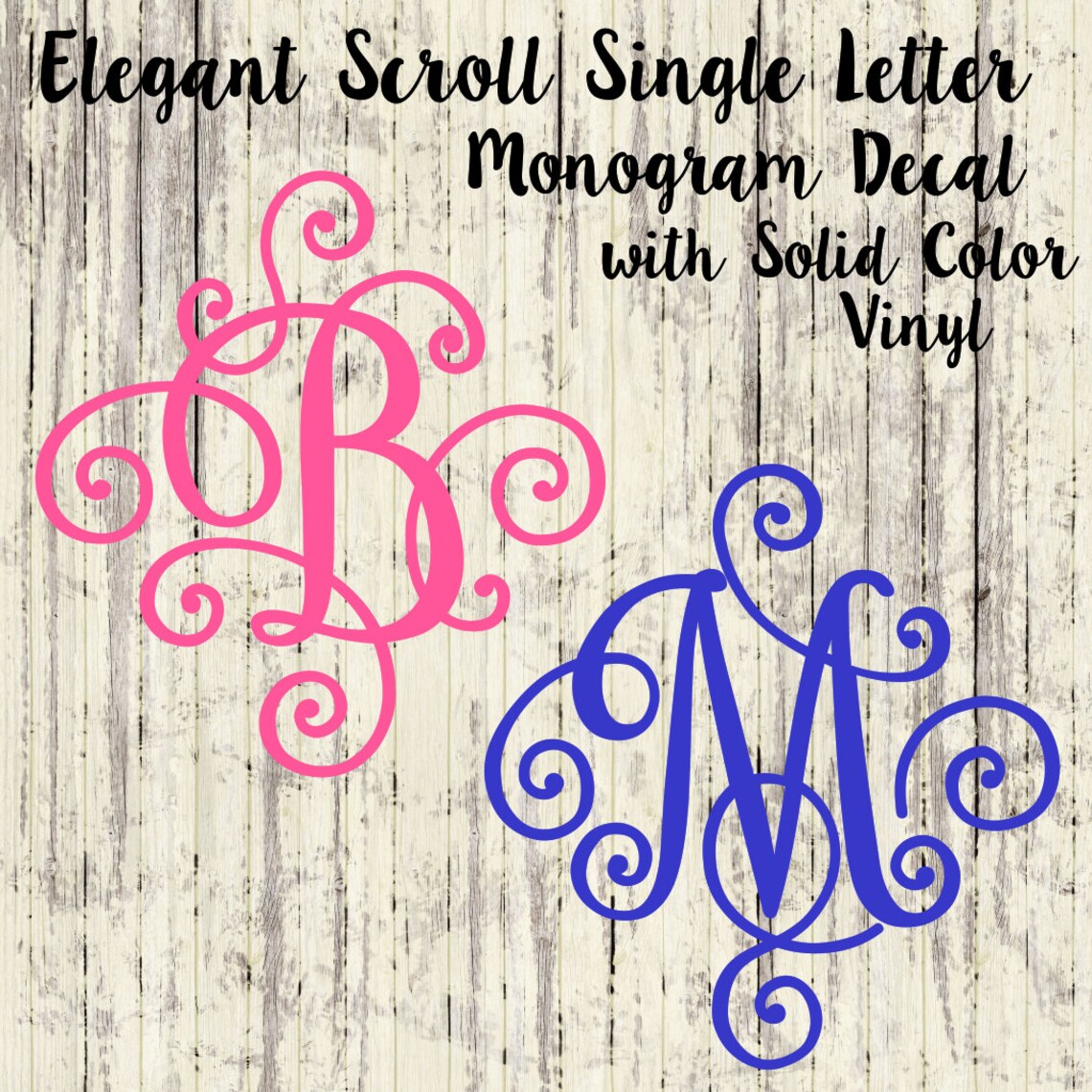 Single Letter Monogram Decal Elegant Scroll Monogram Solid | Etsy