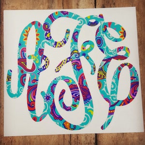 Paisley Monogram Decal, Car Decal, Vinyl Decal, Tumbler Decal, Laptop ...