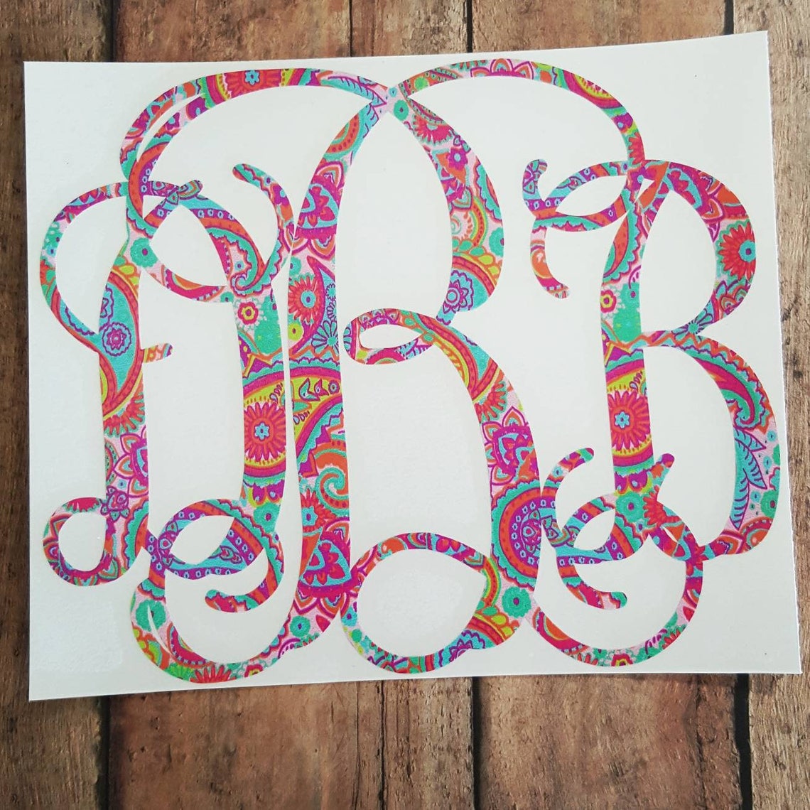 Paisley Monogram Decal Car Decal Vinyl Decal Tumbler Decal - Etsy