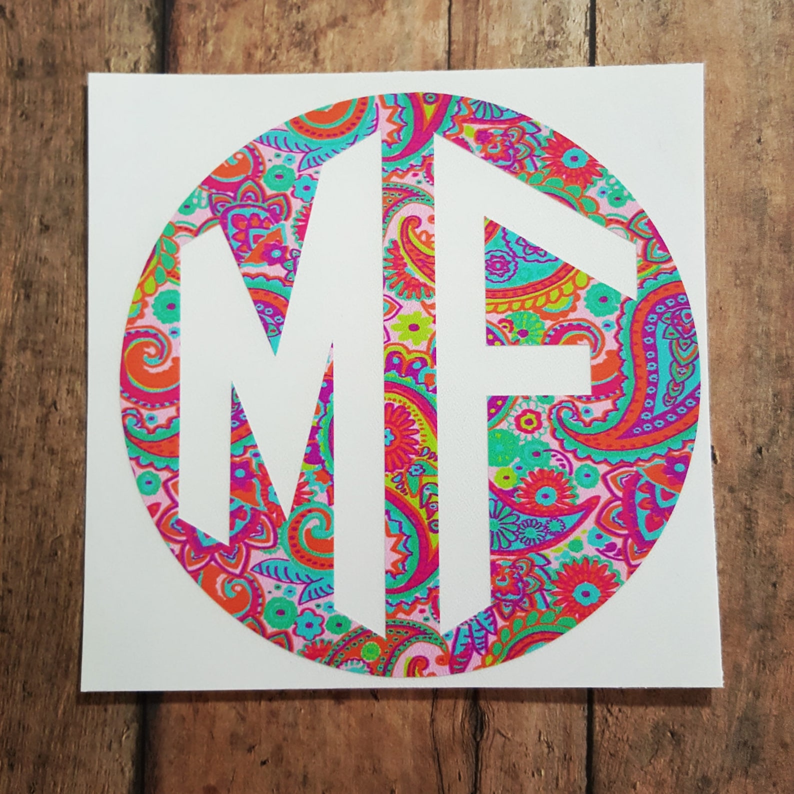Paisley Monogram Decal Car Decal Vinyl Decal Tumbler Decal - Etsy