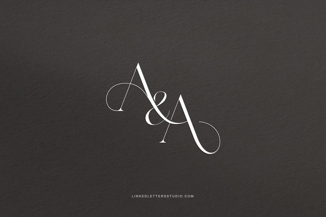 AA | Seraph - Stylish Wedding Monogram, Wedding Initials, Premade Logo ...