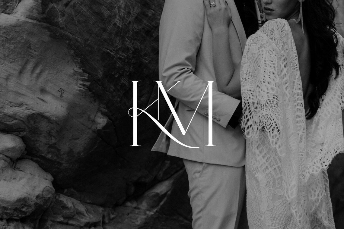 KM | Contemporary Wedding Monogram, Modern Monogram, Wedding Initials ...