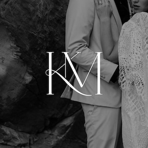 KM | Contemporary Wedding Monogram, Modern Monogram, Wedding Initials ...