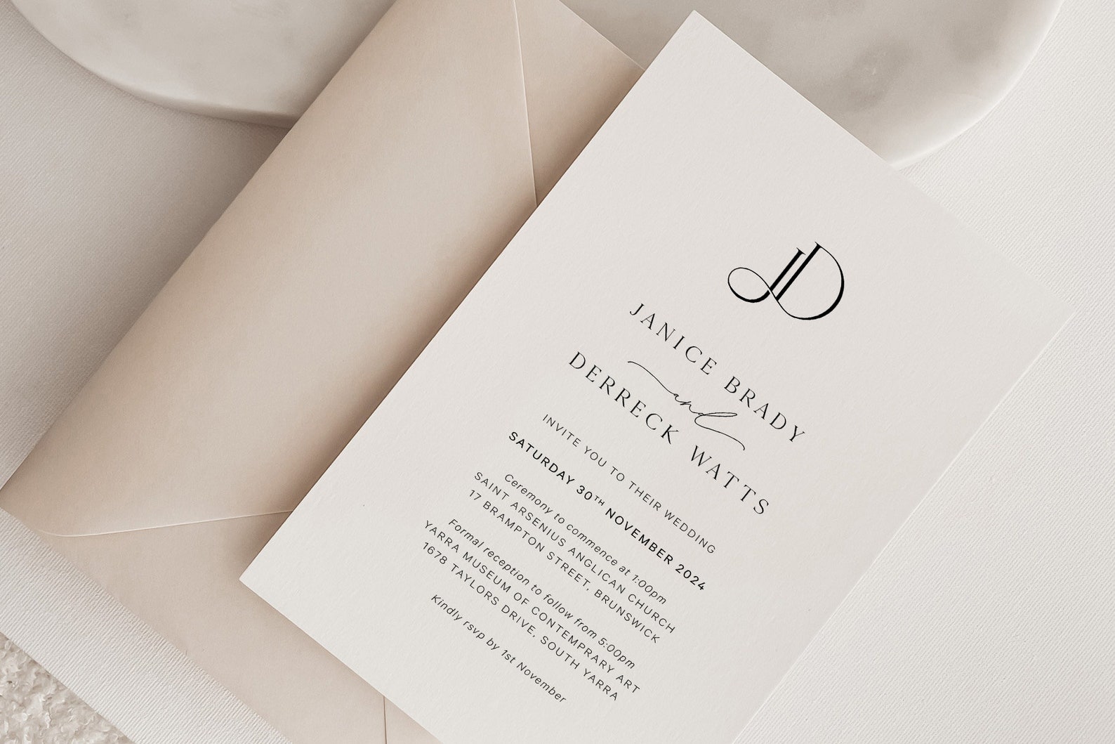 JD | Contemporary Wedding Monogram, Modern Monogram, Wedding Initials, Premade Logo - Etsy