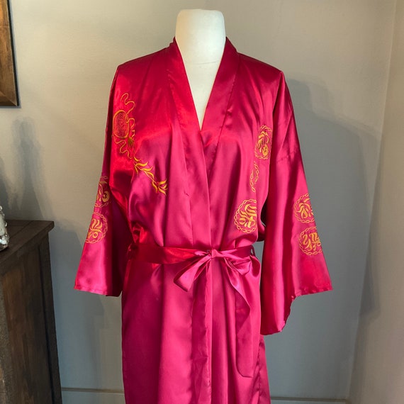 Asian Red Satin Tiger Embroidered Robe / Embroidered … - Gem