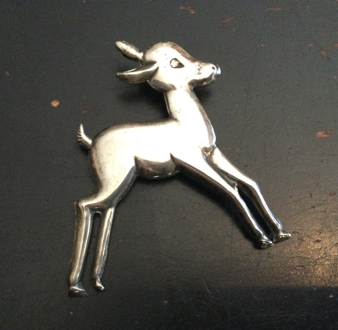 Vintage Sterling Silver Deer Fawn Pin/ Brooch / Sterling Silver Unique ...