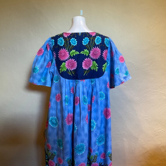 Muumuu Blue Flower Smock Dress / Plus Size Muumuu Cot… - Gem