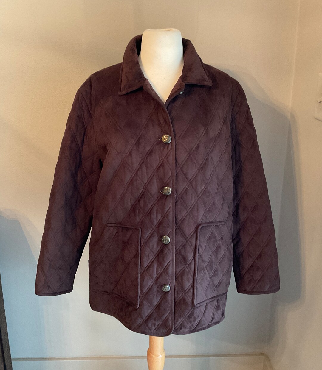 Lauren Ralph Lauren Vintage Faux Suede Quilted Horse Crest Button ...