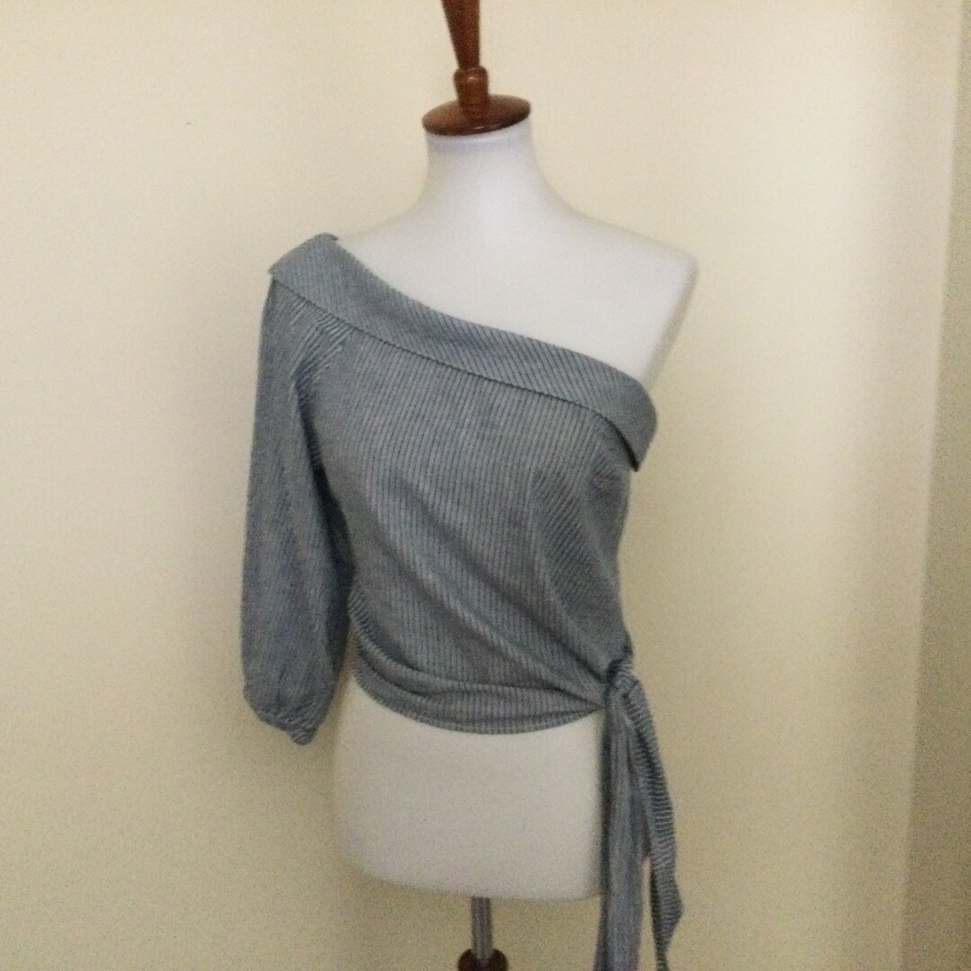 One Shoulder Crop Top Free People / Bare Shouldertop W Waist Ties/ Size ...