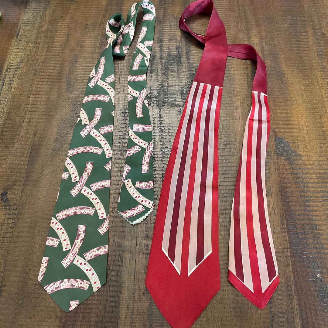 2 Vintage 40s 50s Swing Neckties Silk Rayon Swing Ties / 40s Silk ...