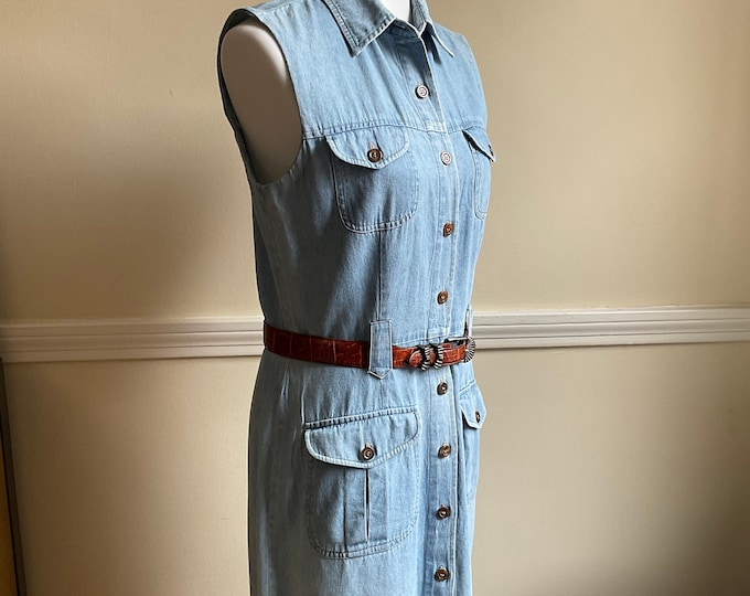 Vintage Denim Maxi Dress Button up / Blue Denim Jean Maxi Dress ...
