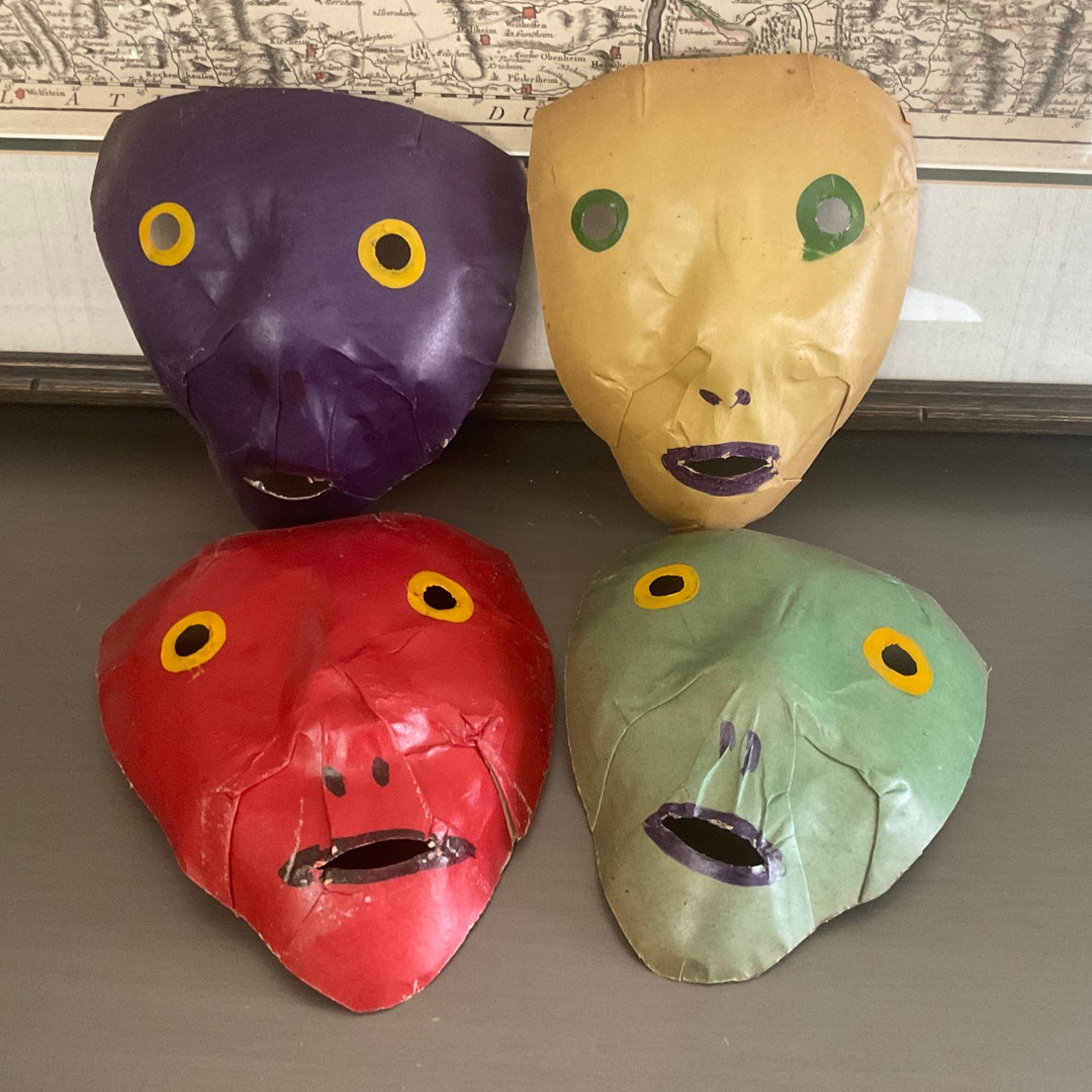 Vintage Paper Primitive Masks 30s 40s Japan / Primitive Hard Paper ...