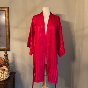 Victorias Secret Red Satin Heart Print Robe One Size / Red Heart Satin ...